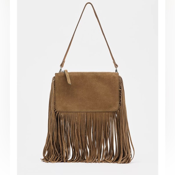 Zara | Bags | New Zara 0 Cow Leather Fringe Suede Shoulder Bag | Poshmark